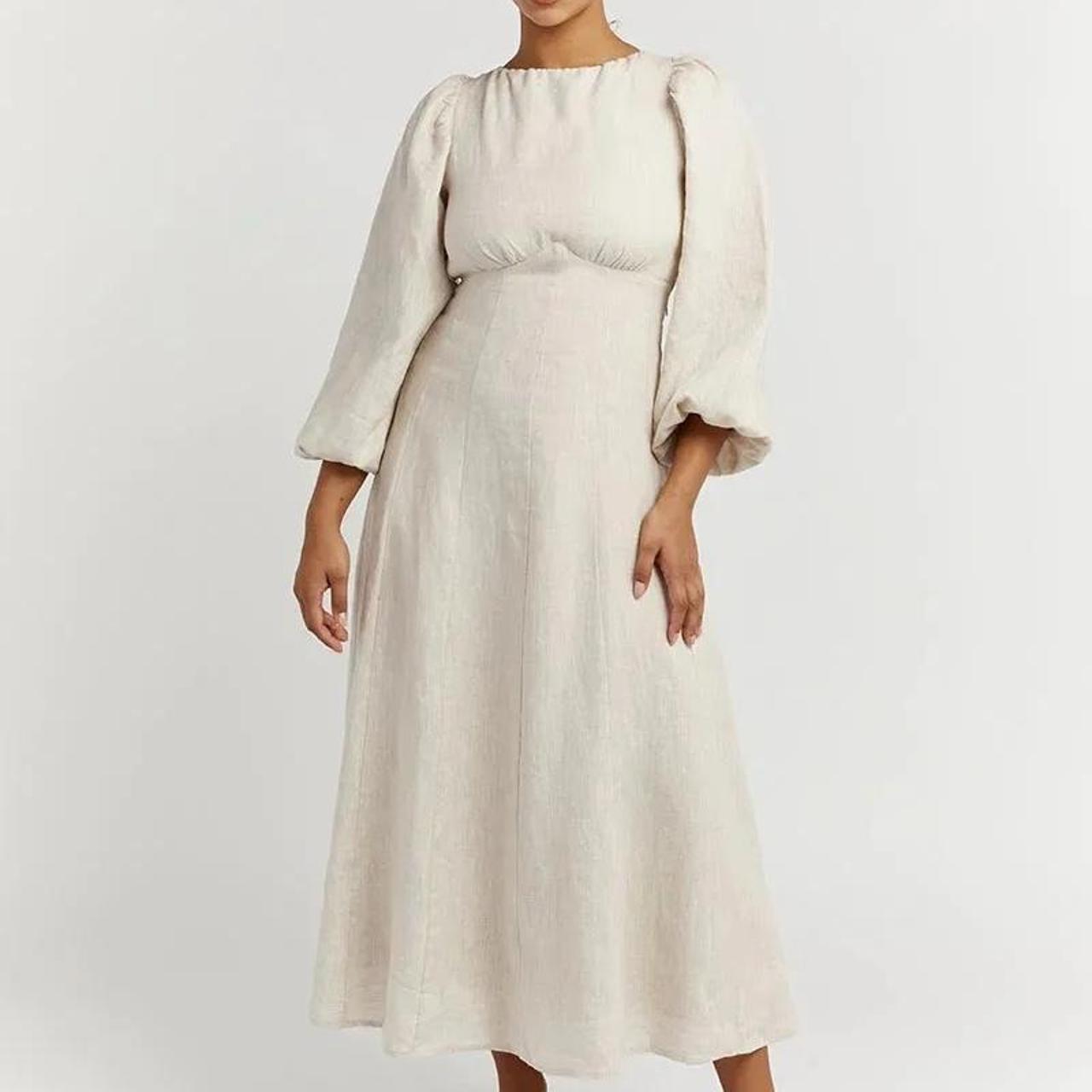 dissh ‘dakota natural linen midi dress’ in size US 2... - Depop