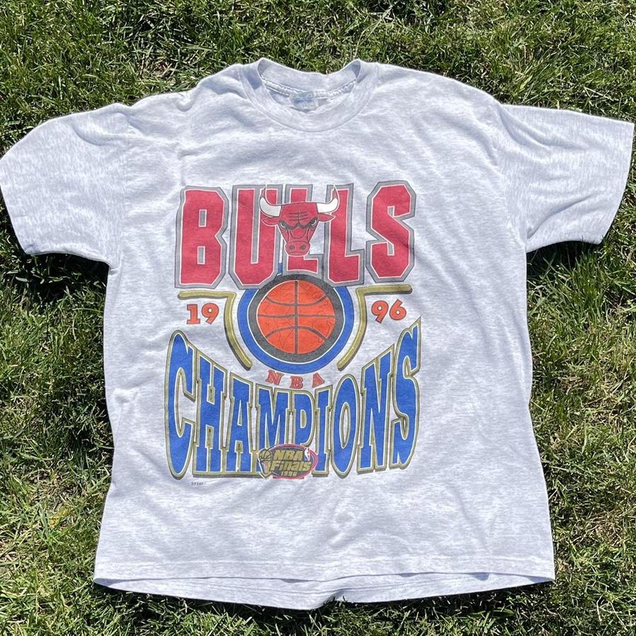 Vintage Chicago Bulls 1996 champions t shirt Print... - Depop