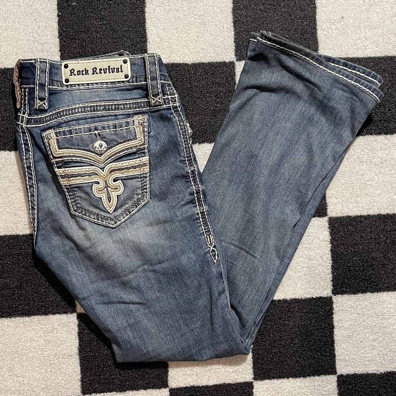 Y2k rock revival bootcut jeans Size: 28 Fits:... - Depop