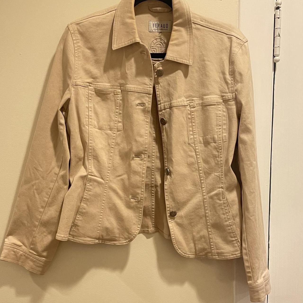 Feraud club tan/beige khaki/denim-like jacket -... - Depop