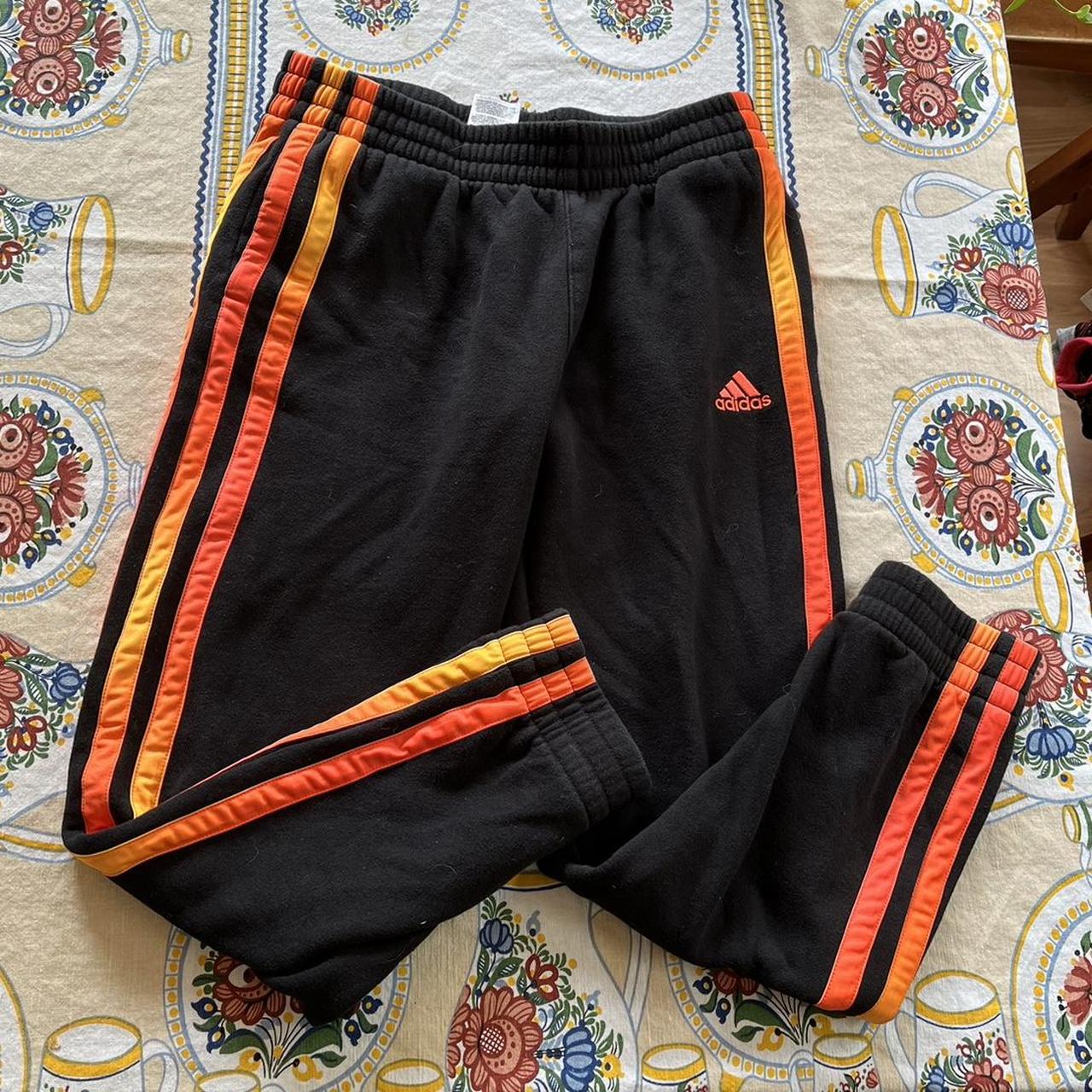 Adidas black and orange track pants XL #adidas - Depop