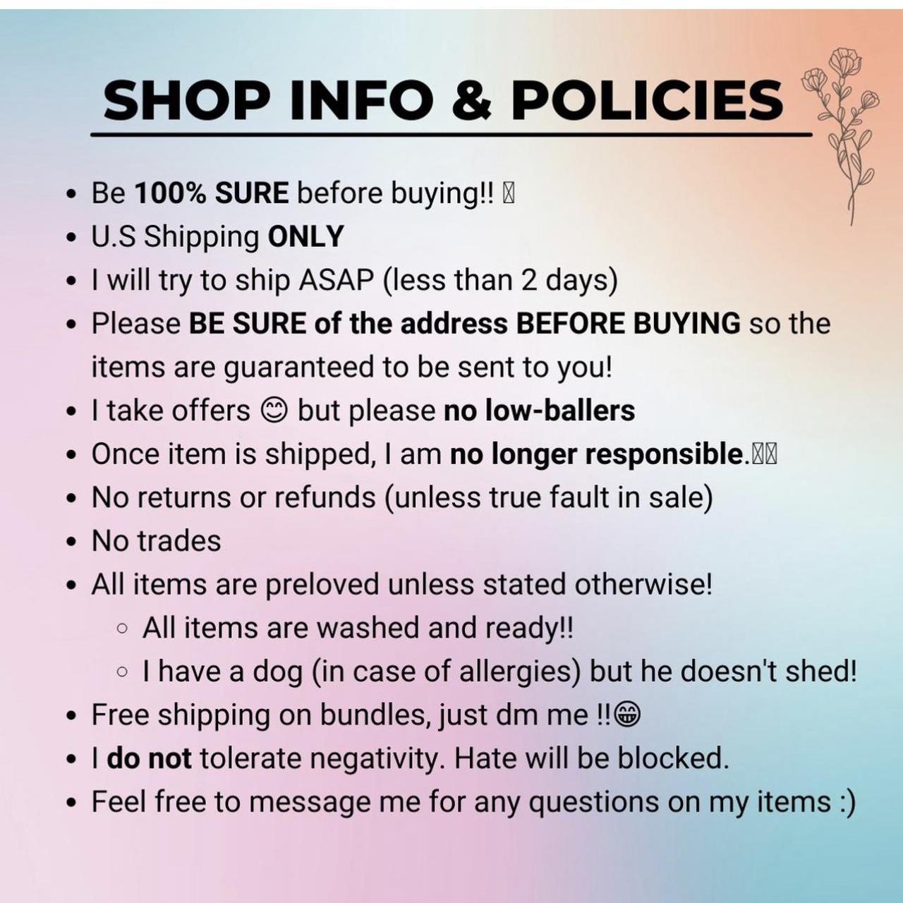 🖤SHOP POLICIES🖤 READ BEFORE BUYING🖤 - Depop