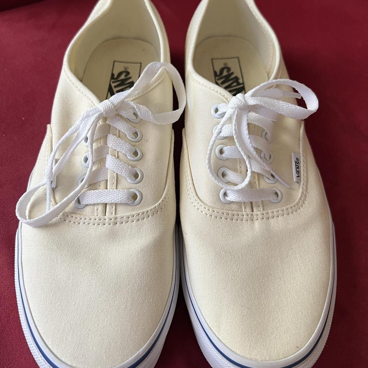 Vans Men's Cream and White Trainers | Depop