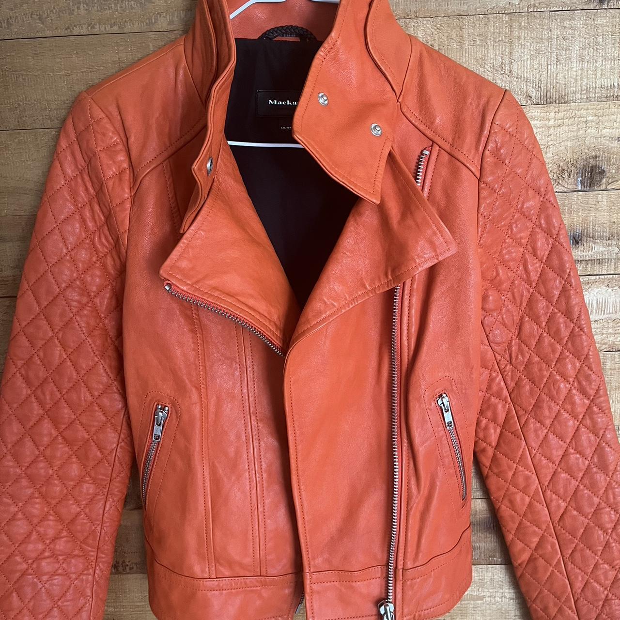 Mackage orange red leather jacket. Stunning color,... - Depop
