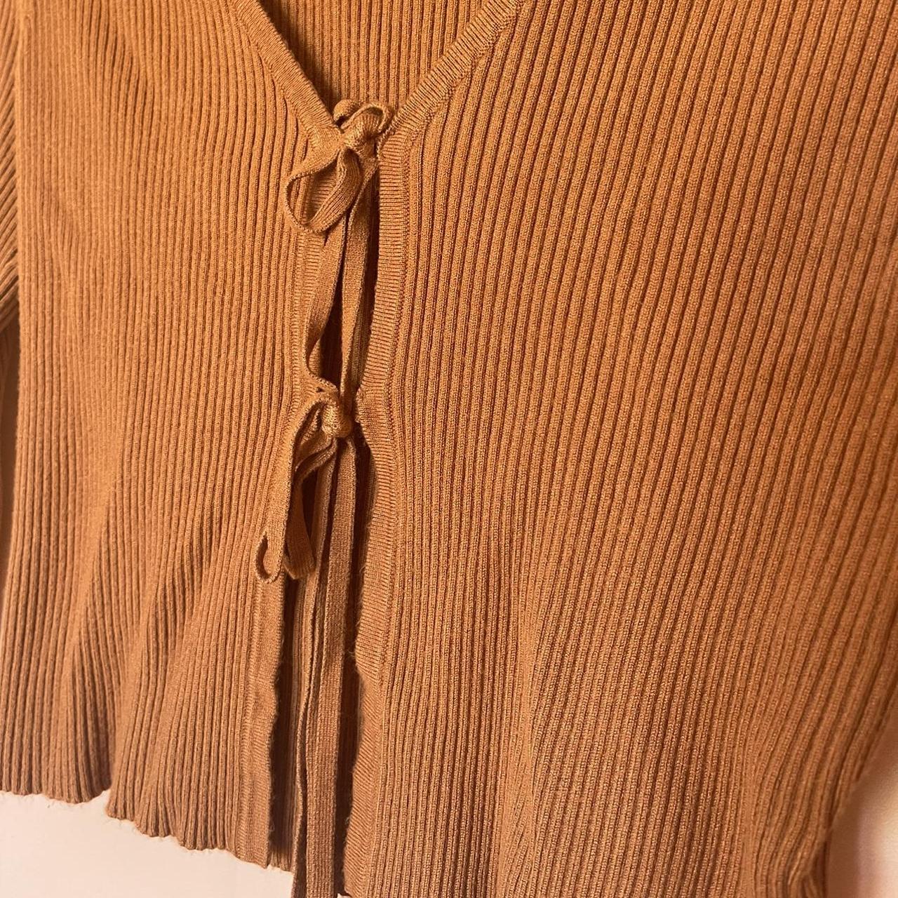 Cropped Rust Cardigan with Ties This rust colored... - Depop