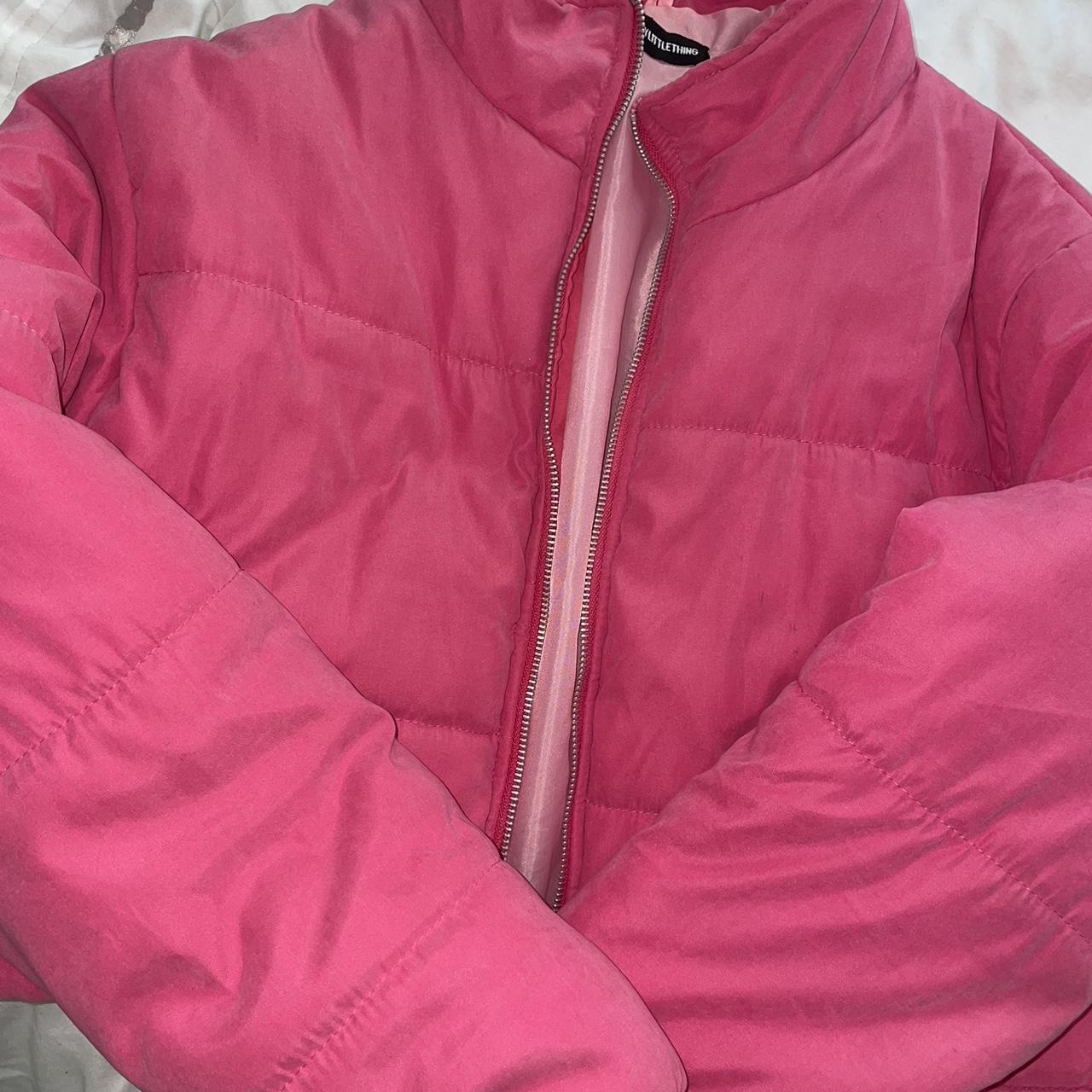PrettyLittleThing pink cropped puffer coat. Great... - Depop
