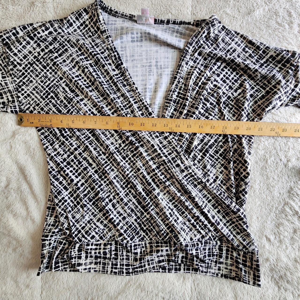 LuLaRoe Rebecca Long Sleeve Deep V black & white Top... - Depop