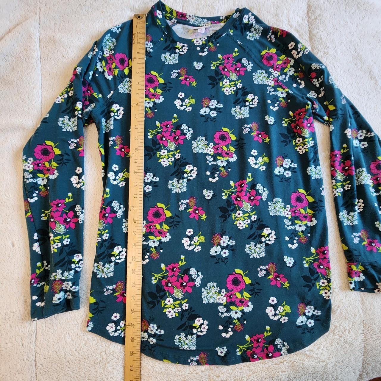 LuLaRoe Floral Graphic Erin Long Sleeve Top Shirt... - Depop