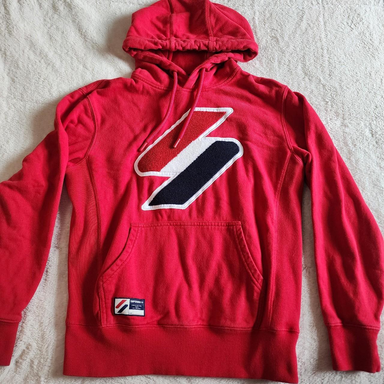 Men's Superdry Red Code Logo Hoodie Size Small... - Depop