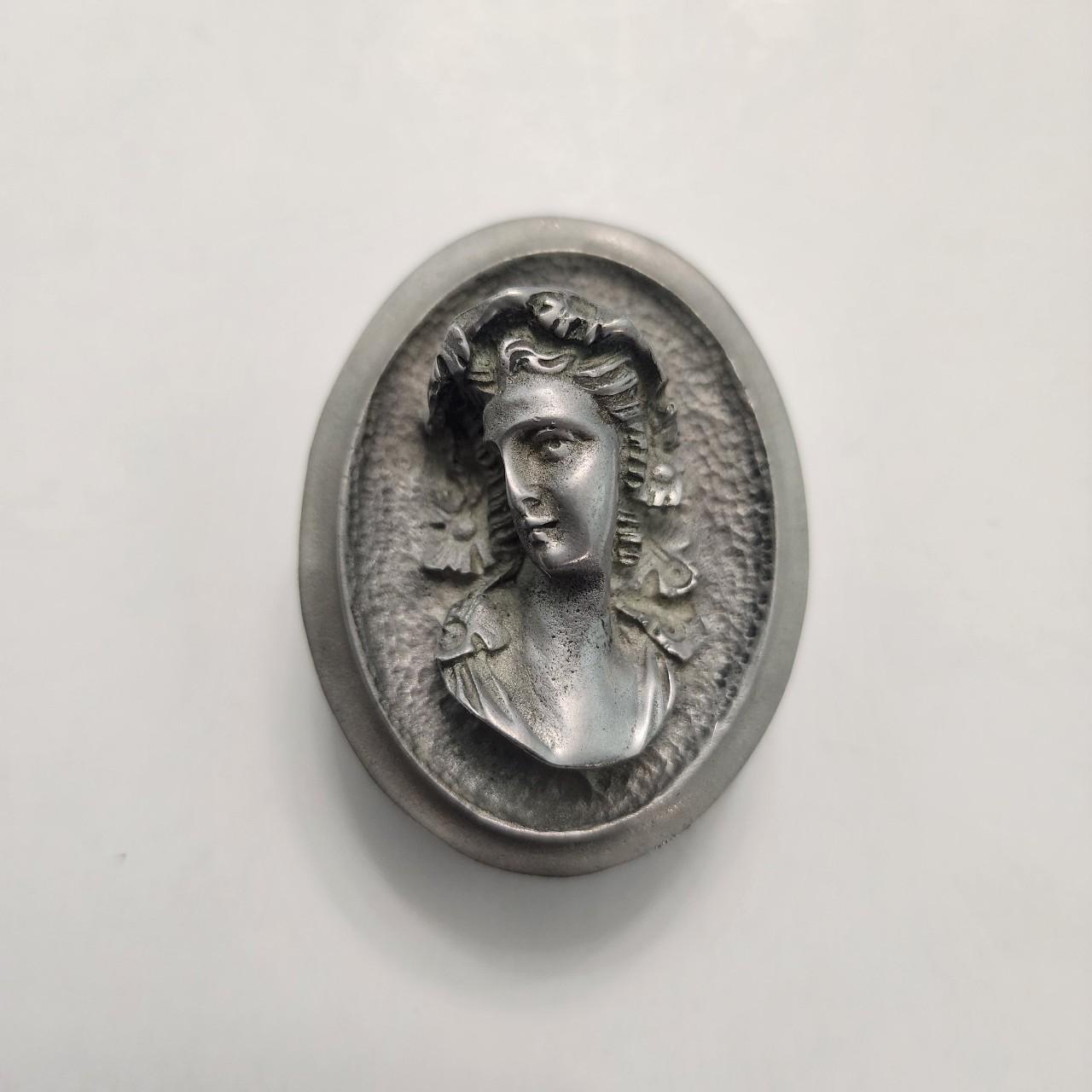 Vintage Woman Cameo Face High Relief Metal Trinket... - Depop