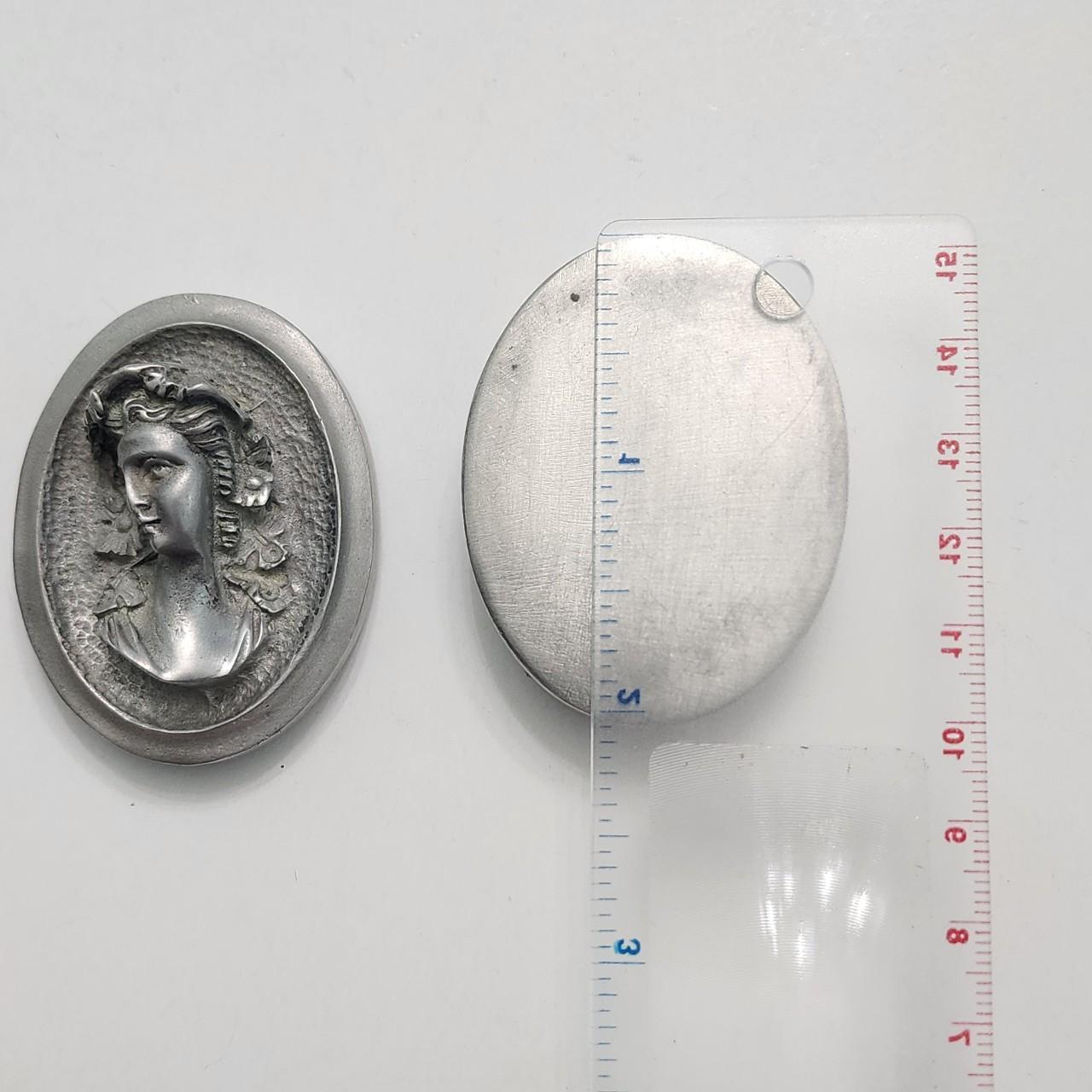 Vintage Woman Cameo Face High Relief Metal Trinket... - Depop