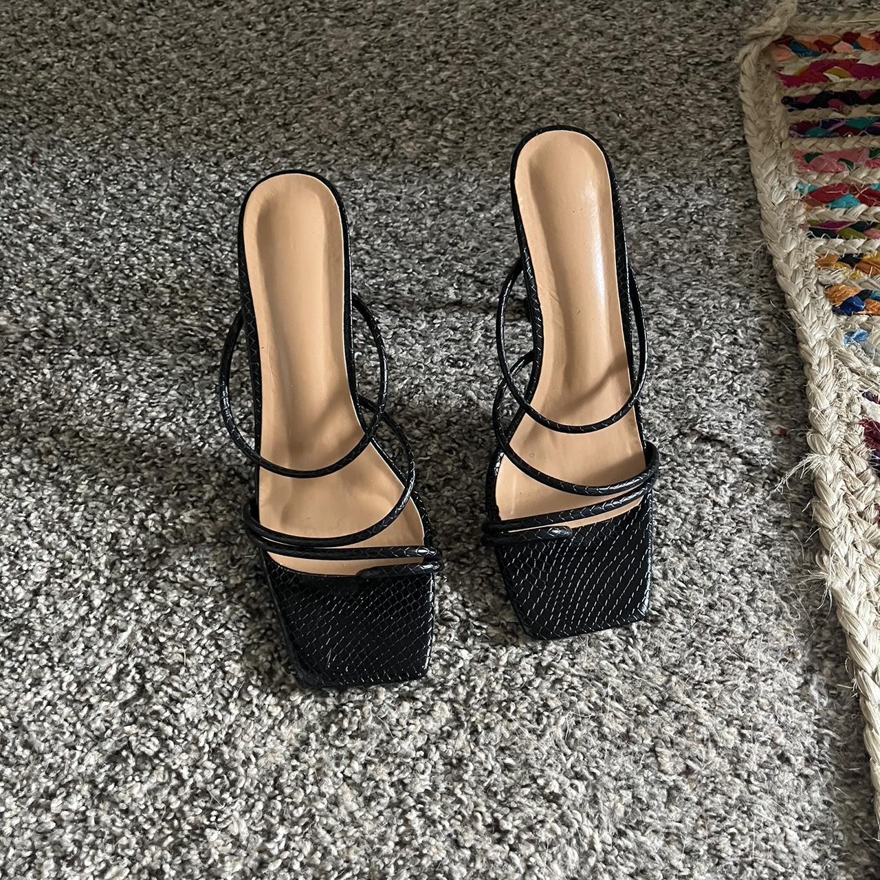 Black snake skin heels Only tried on never worn... - Depop