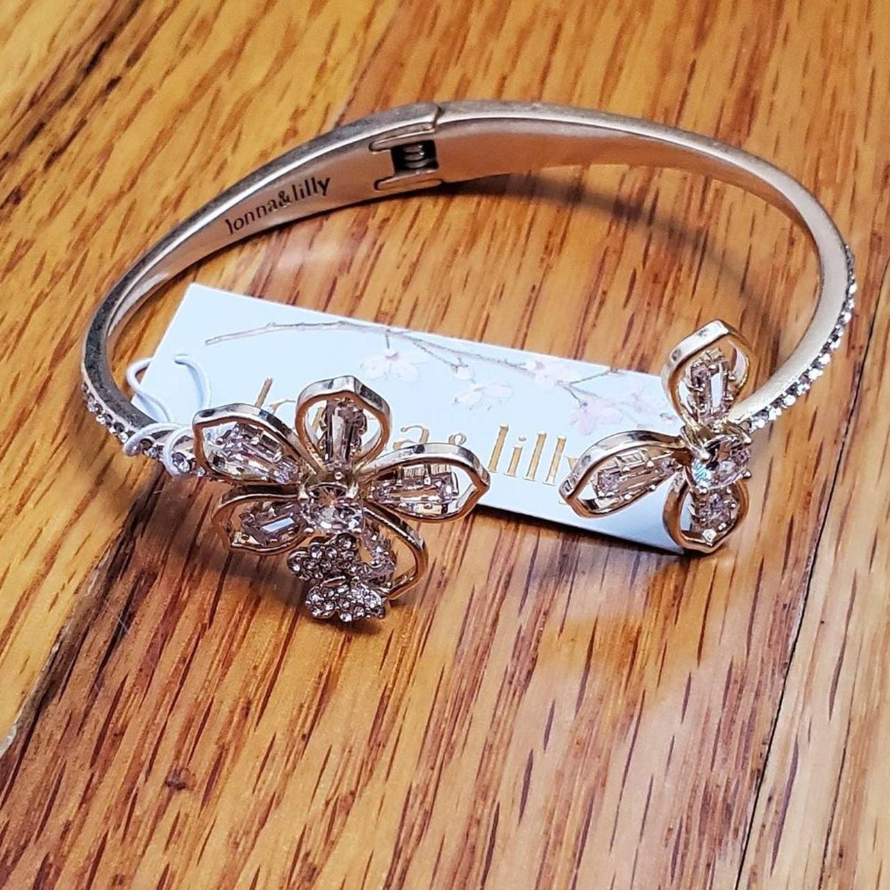 Lonna & Lilly Gold-Tone Mixed Crystal Flower Cuff... - Depop