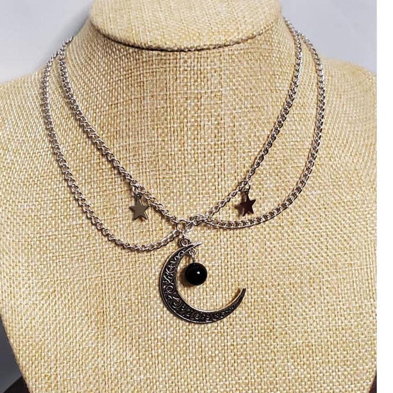 Witchy Vintage Gothic Style Layered Chain Necklace... - Depop