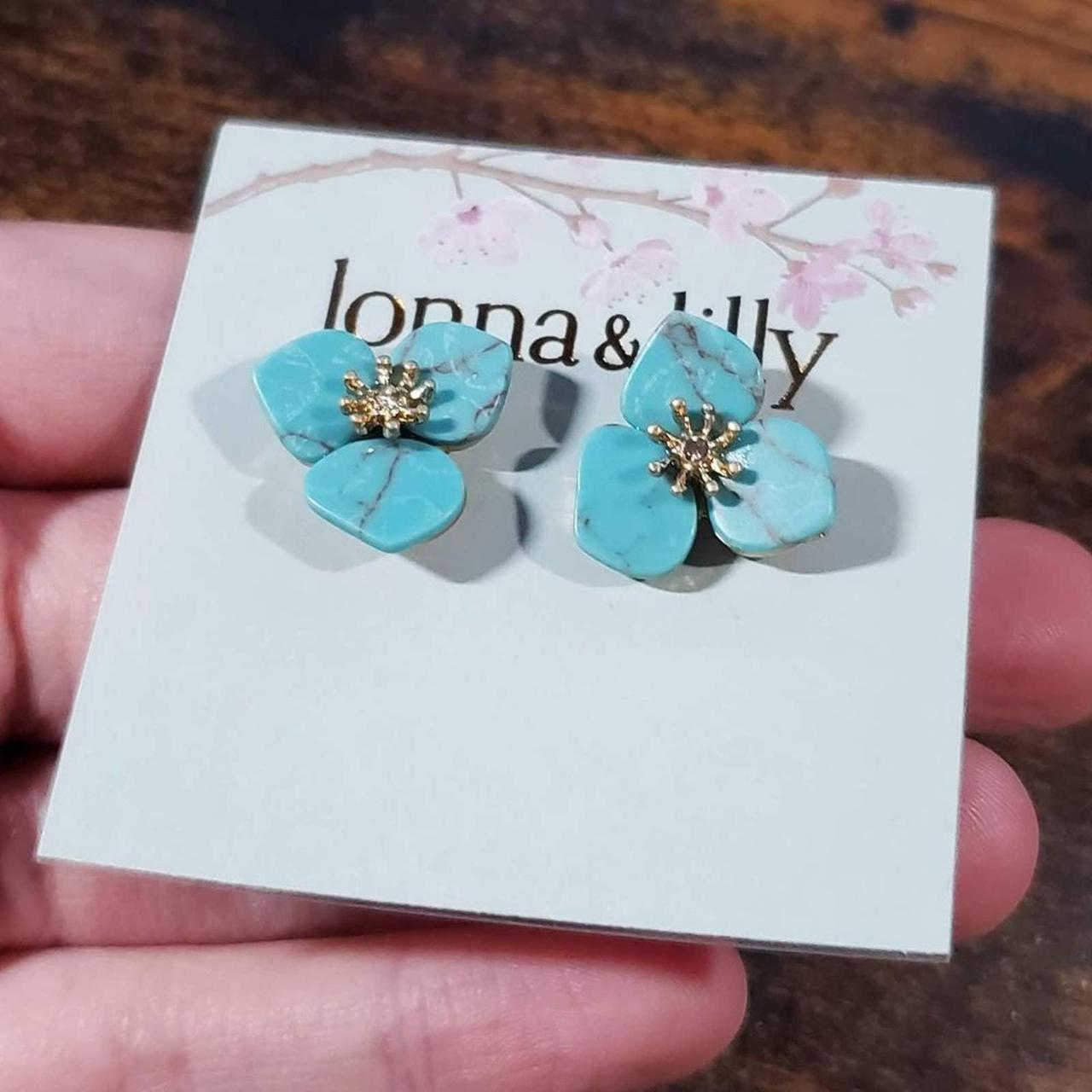 LONNA & LILLY Gold-Tone Pave Color Flower Button... - Depop