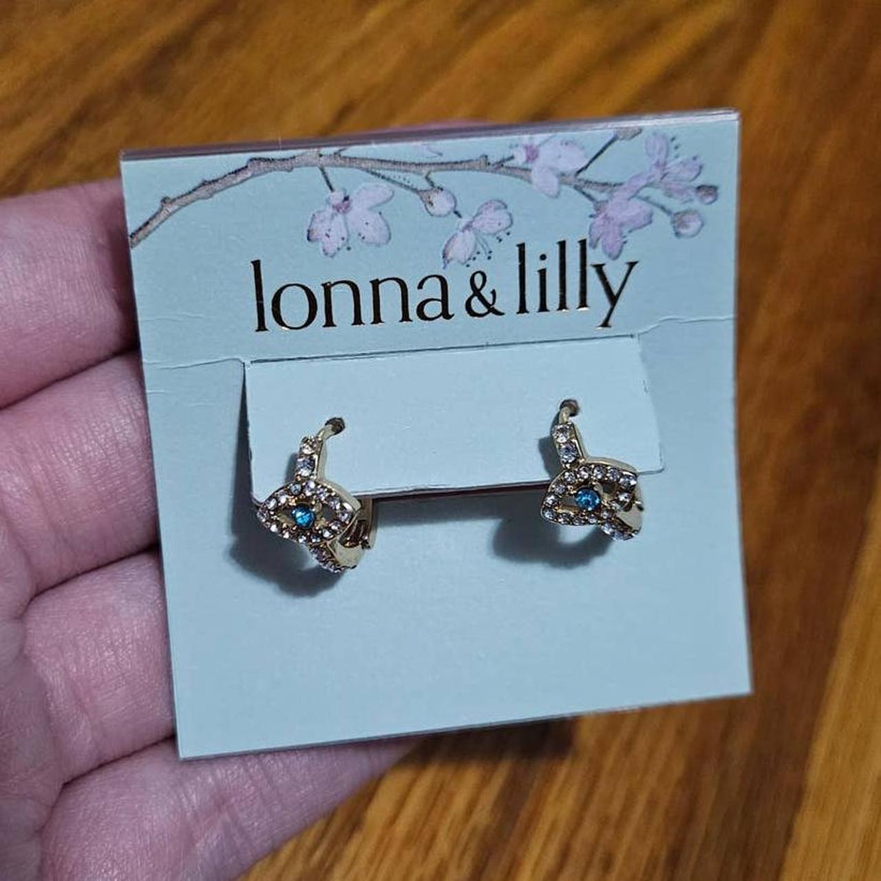 LONNA & LILLY Gold-Tone Evil Eye Protection Huggie... - Depop