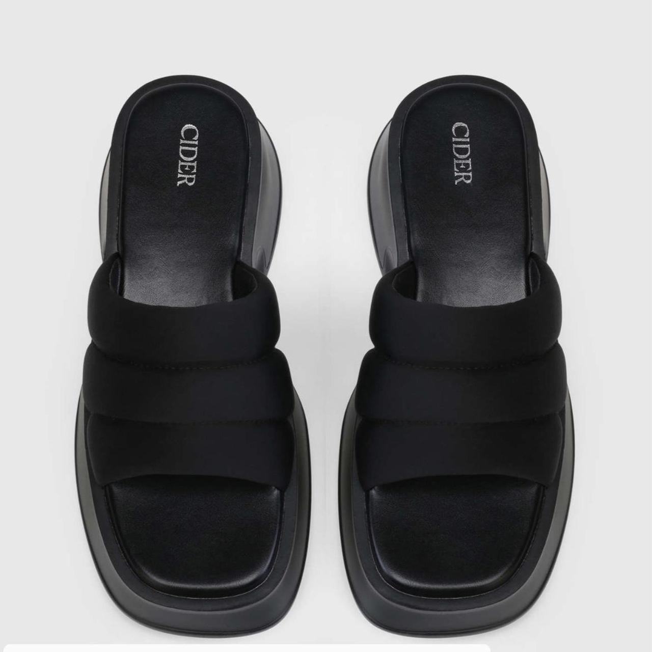 Cider 90s chunky black heeled platform slides Puffy... - Depop