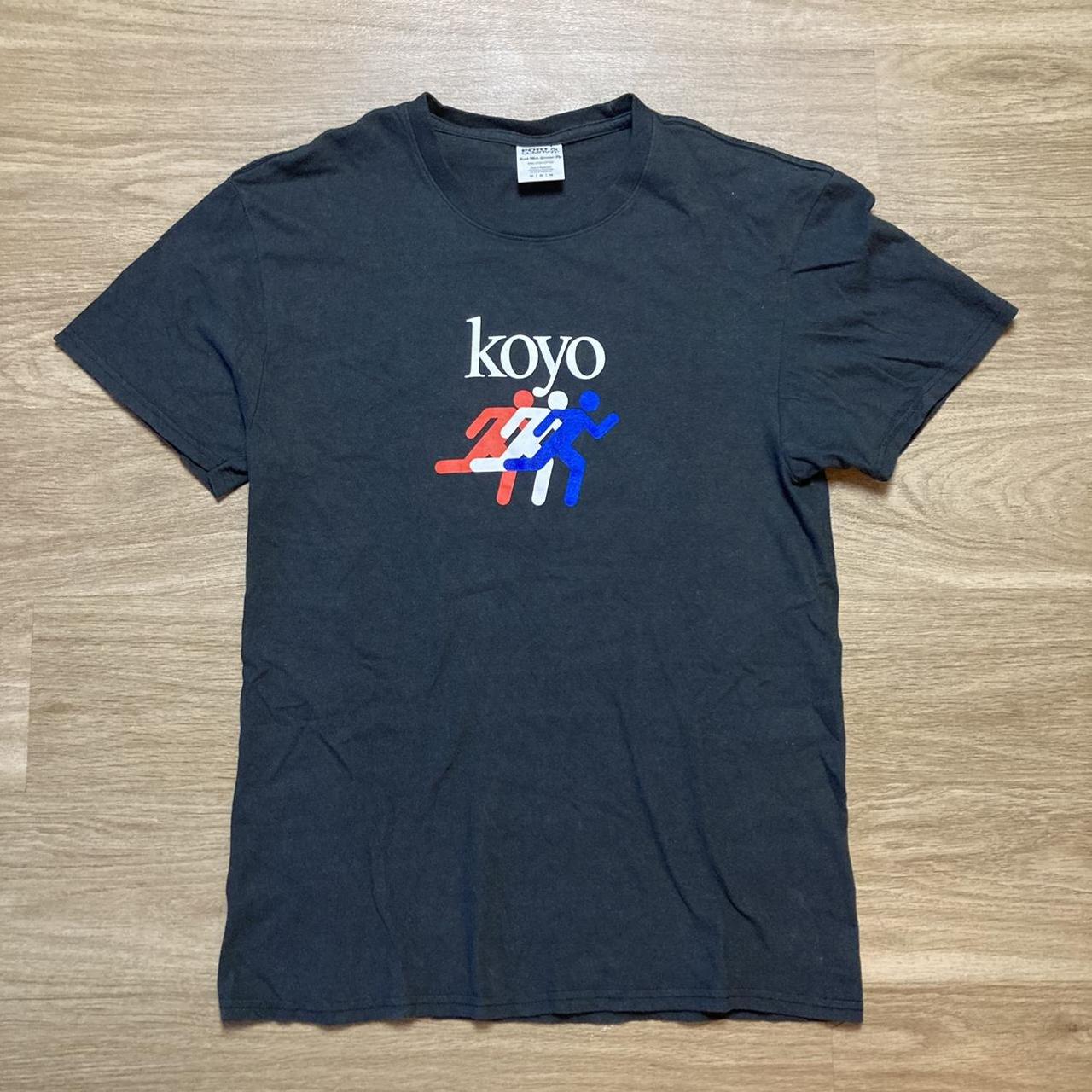 Koyo tee (band merch), running man print. Worn maybe... - Depop
