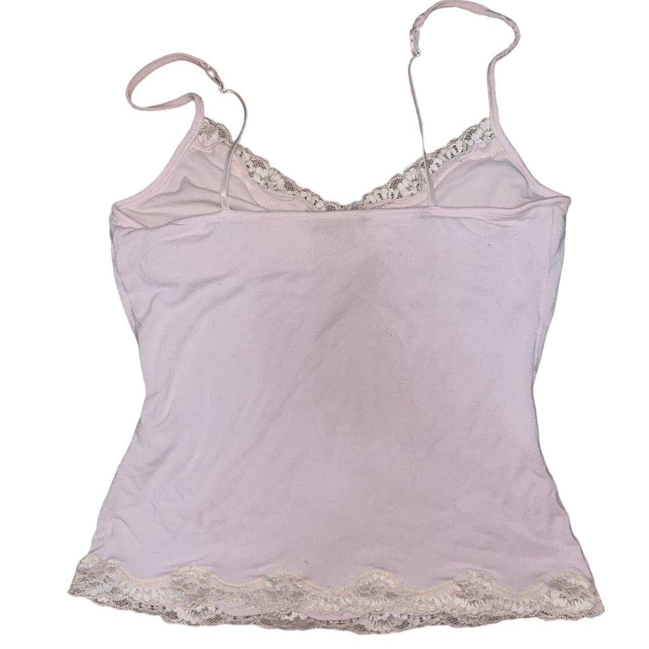 Coquette pink lace cami with built in cover Size:... - Depop