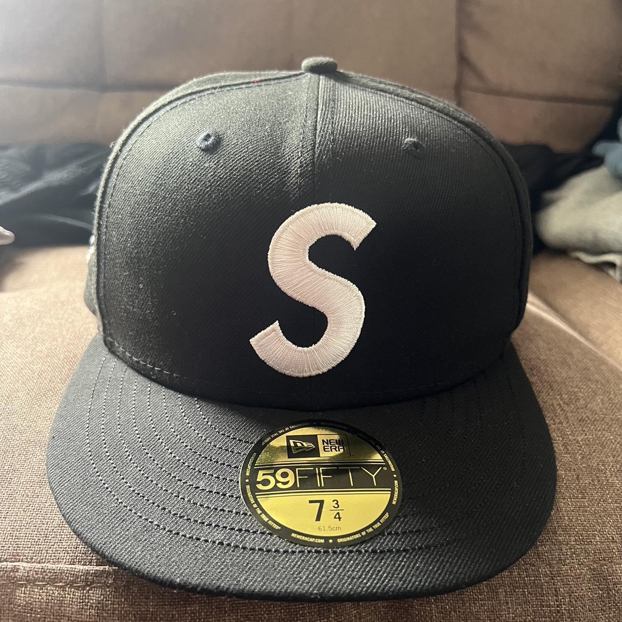 Supreme Characters S Logo New Era hat Used a couple... - Depop