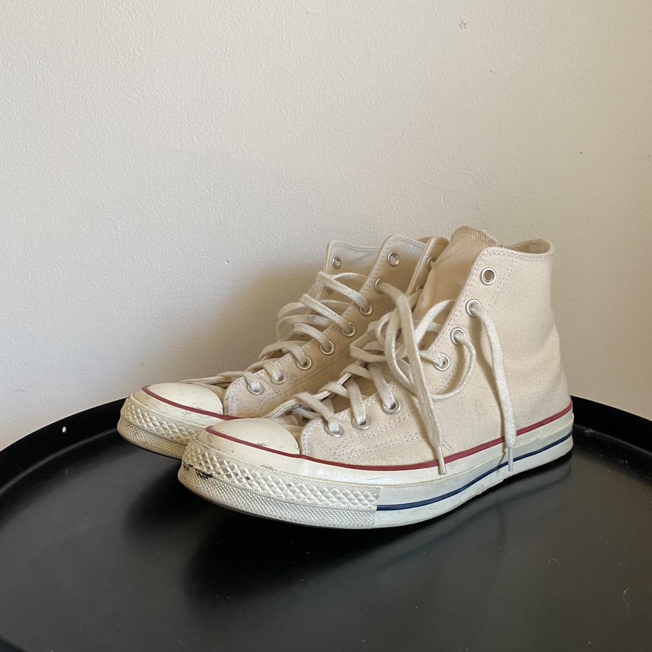 Chuck 70s converse cream. A bit worn, few scuffs and... - Depop