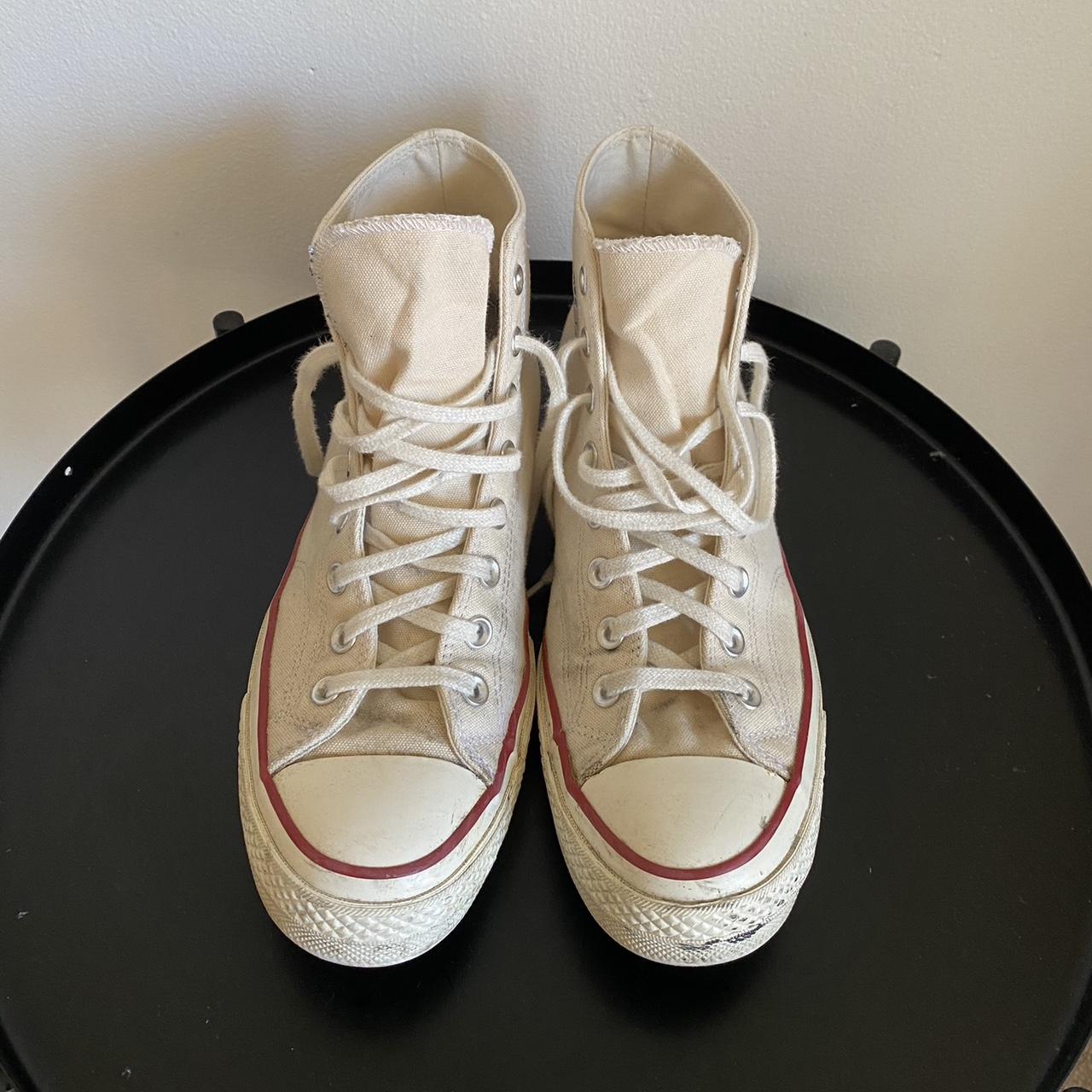 Chuck 70s converse cream. A bit worn, few scuffs and... - Depop