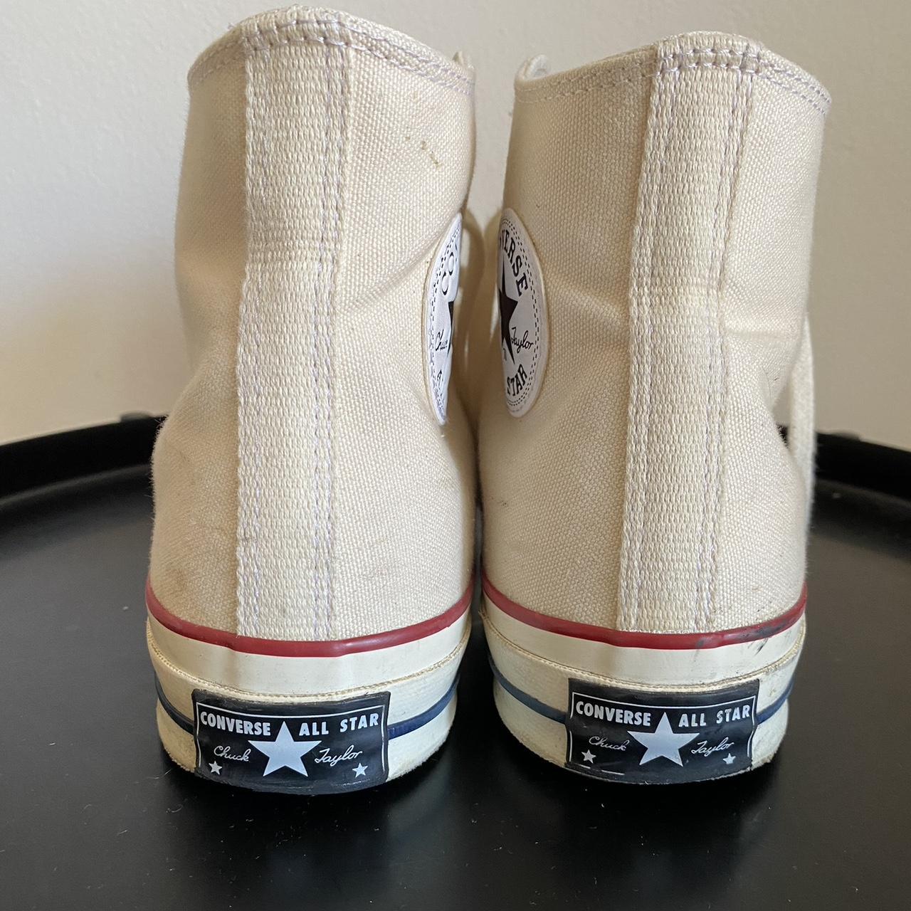 Chuck 70s converse cream. A bit worn, few scuffs and... - Depop