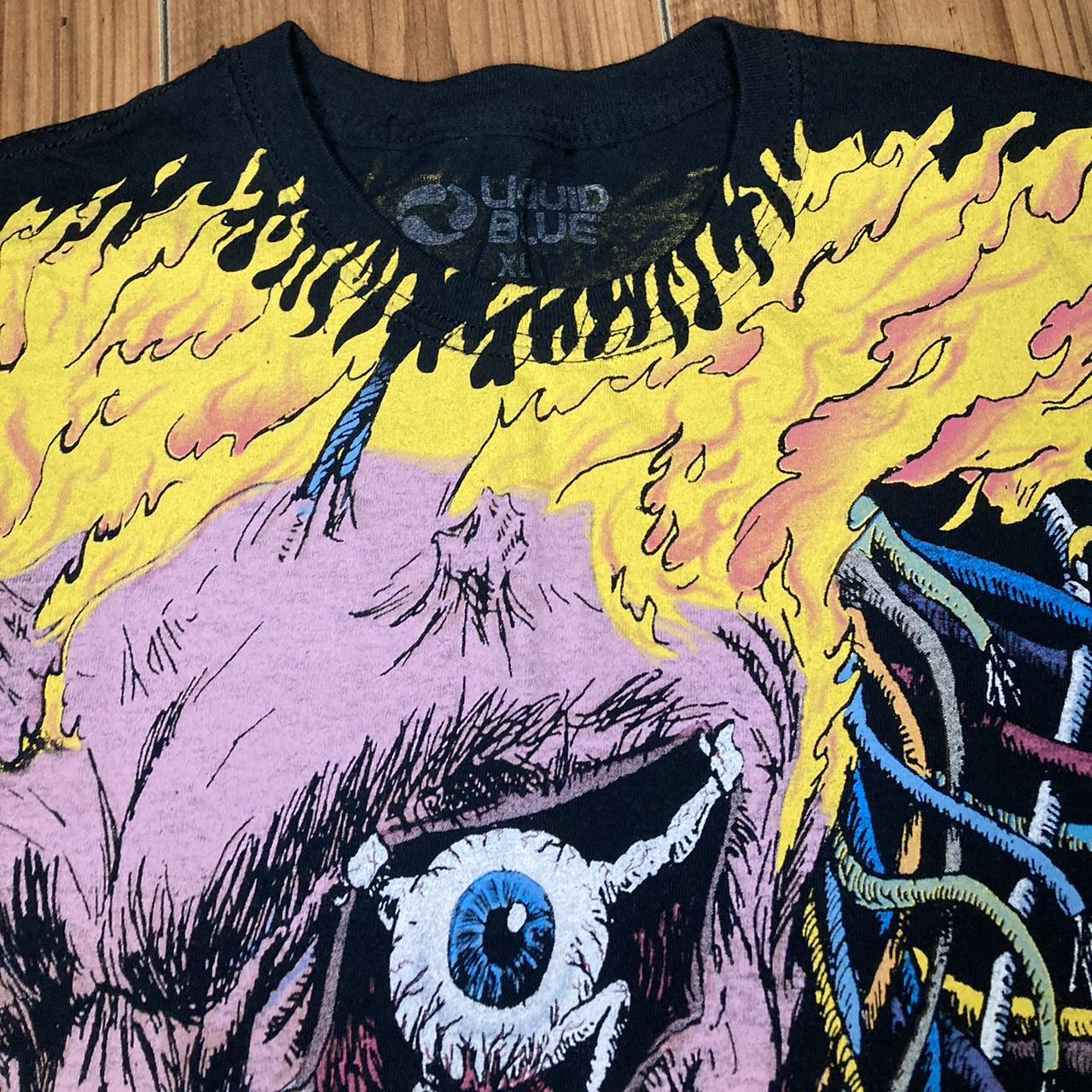 Liquid blue Wolverine AOP all over print shirt... - Depop