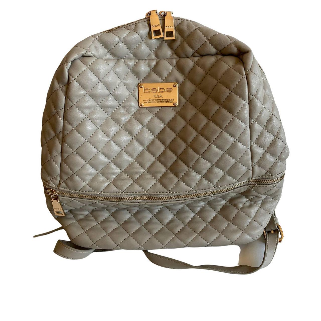 Bebe Quilted Backpack Taupe Tan Faux Leather... - Depop