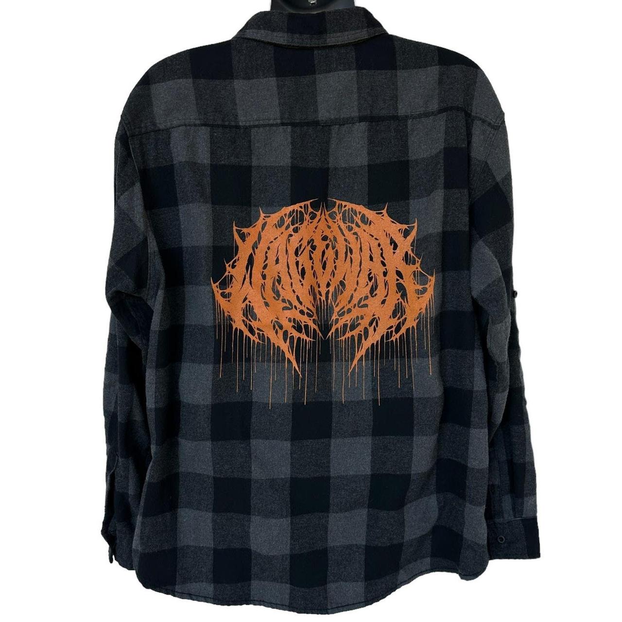 Wage War Flannel Shirt Gray Black Plaid Orange... - Depop