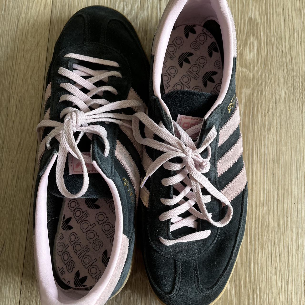 navy and pink adidas spezials worn a handful of... - Depop