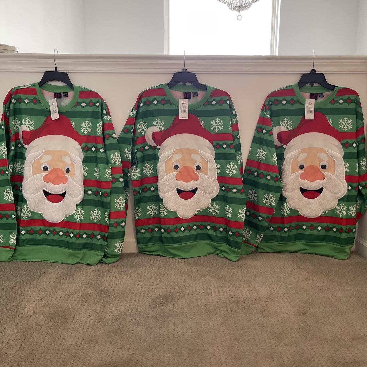 3 Men’s Fun Santa Sweaters XLT Eyes jiggle lol All... - Depop