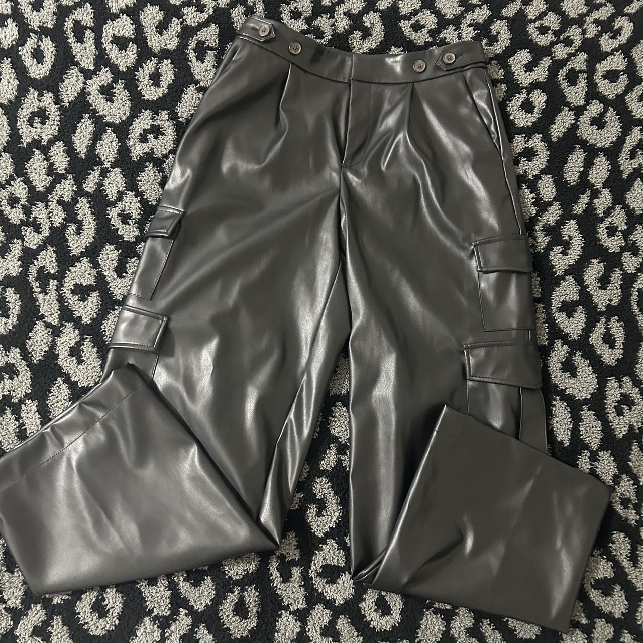 target leather cargo pants size 6 - Depop