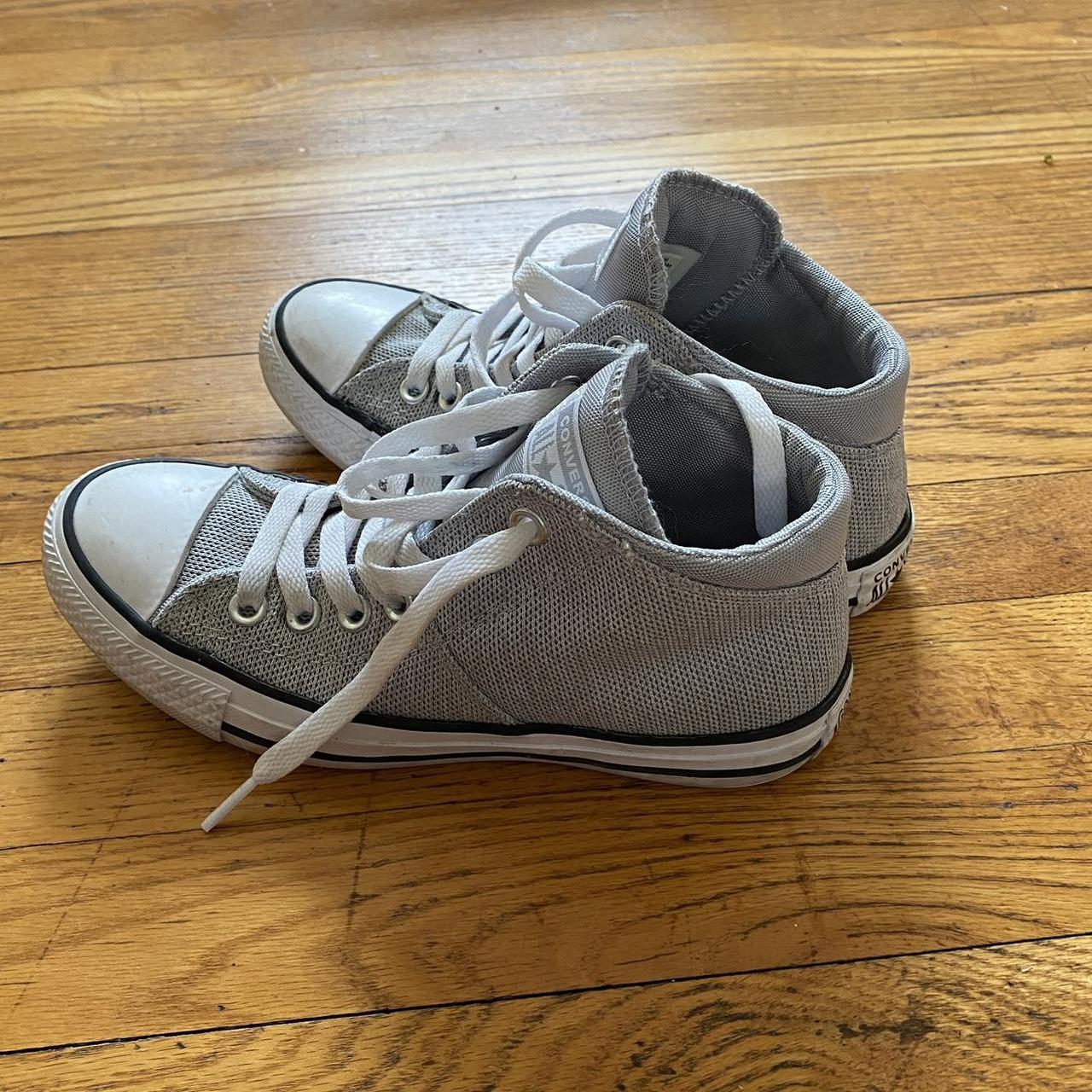 Gray converse - size 6 women - small stain on the laces - Depop