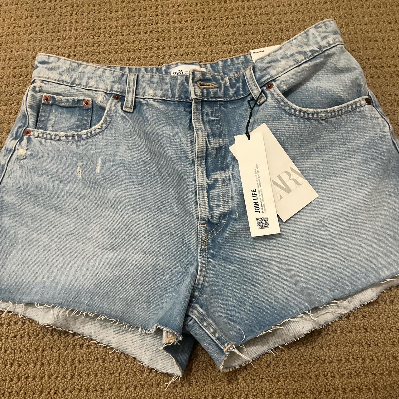 SIZE 10 zara denim shorts brand new with tags and no... - Depop