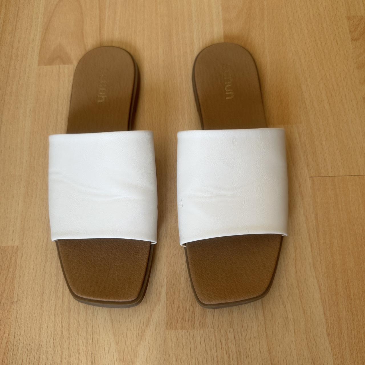 SCHUH white sliders 🤍 Minor scuffs on white material. - Depop