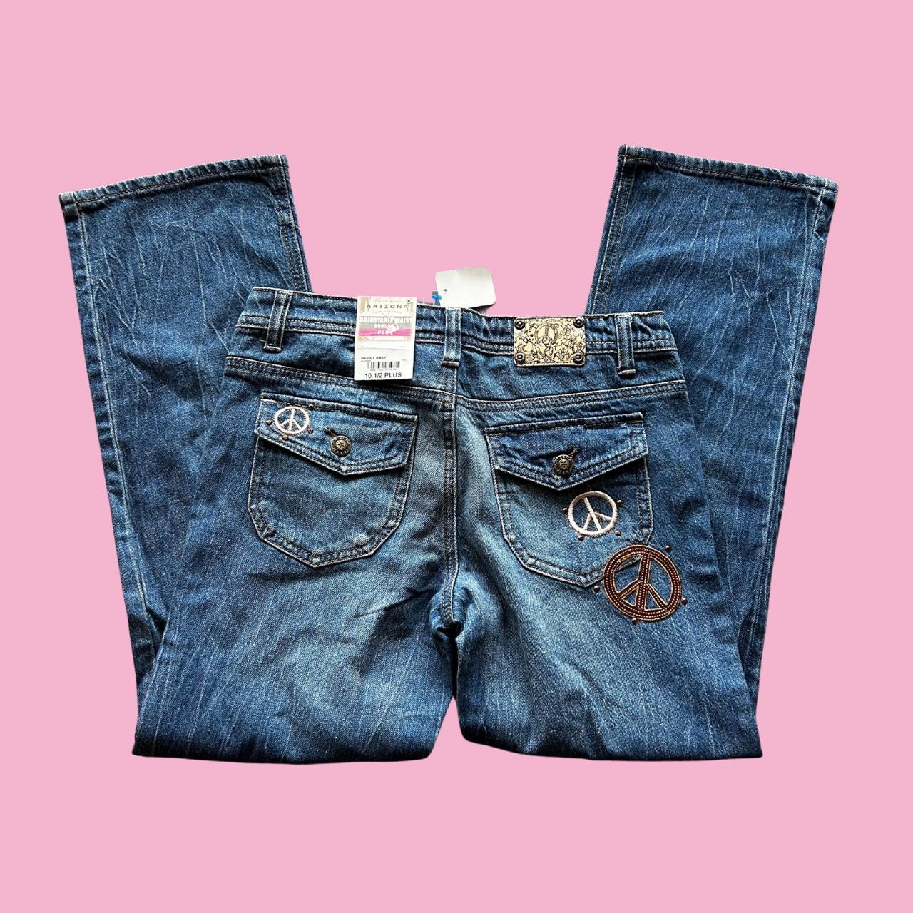 deadstock arizona peace sign jeans for a 28” waist... | Depop