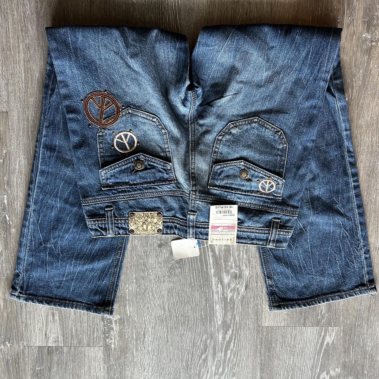 deadstock arizona peace sign jeans for a 28” waist... | Depop