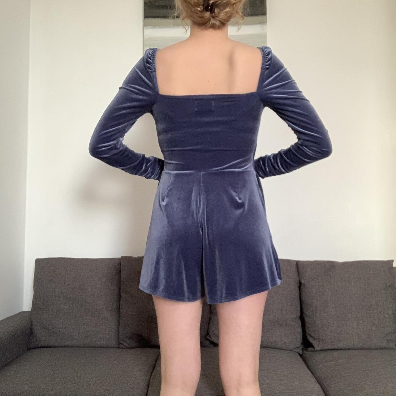 BLUE VELVET PLAYSUIT Stunning velvet feel material... - Depop