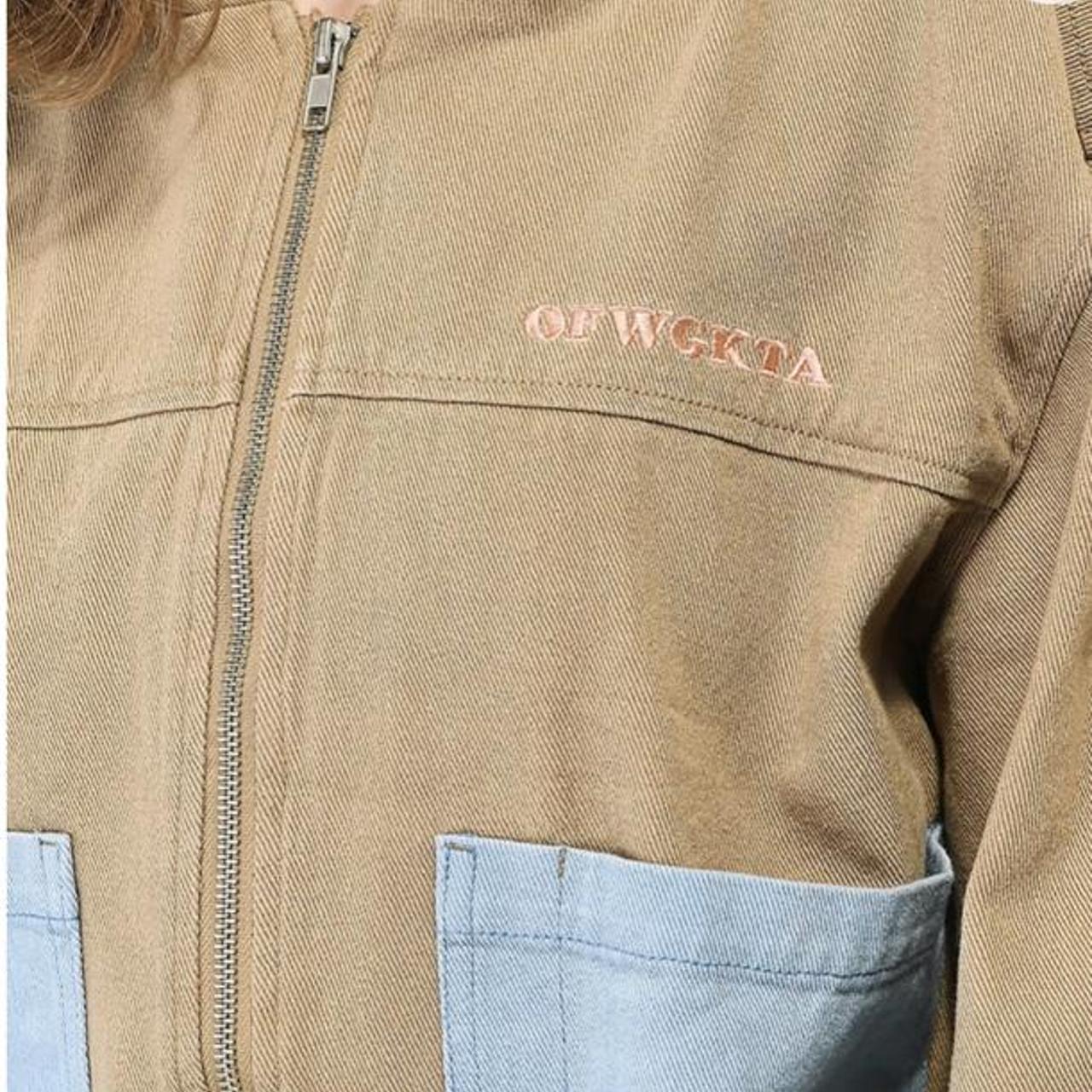 Odd Future Cream & Blue Hooded Denim Jacket... - Depop