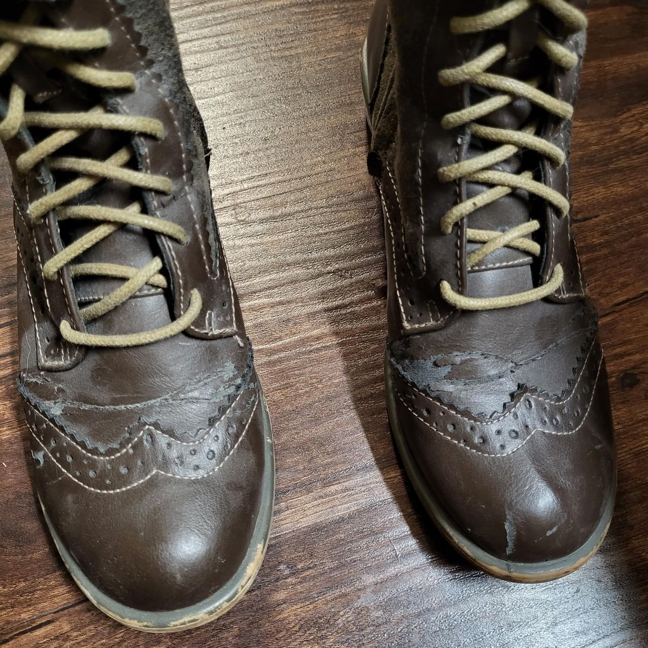 indie brown lace up boots by dirty laundry, size 7.5... - Depop