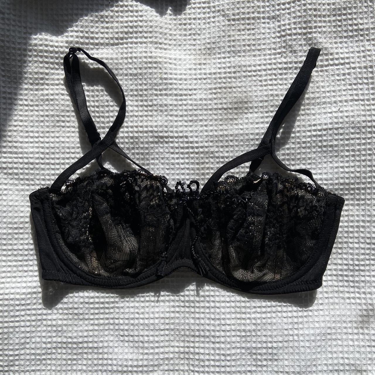 Black lace bra | size 34D | underwire | slightly see... - Depop