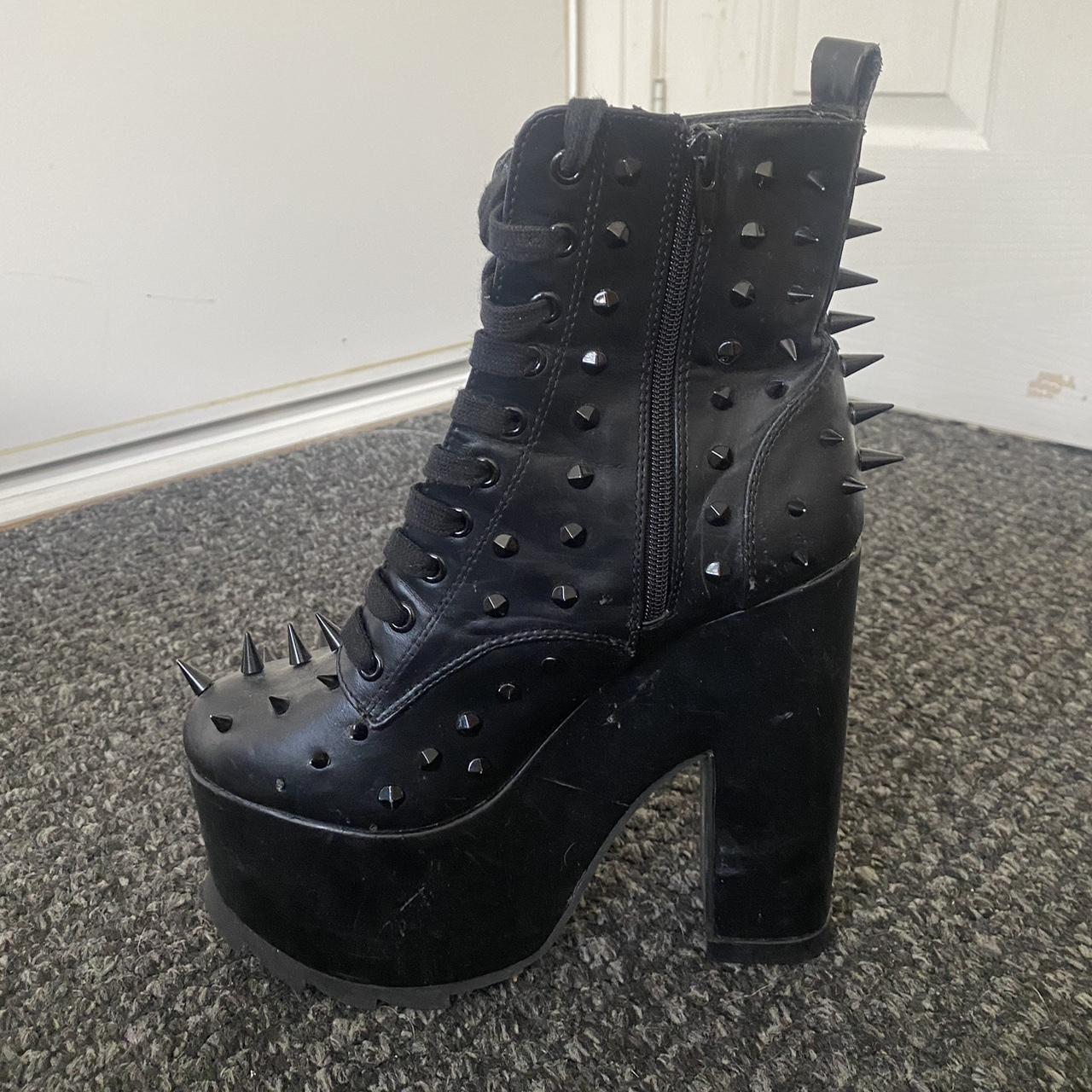 Black spiked platform boots with a punk vibe #goth... - Depop