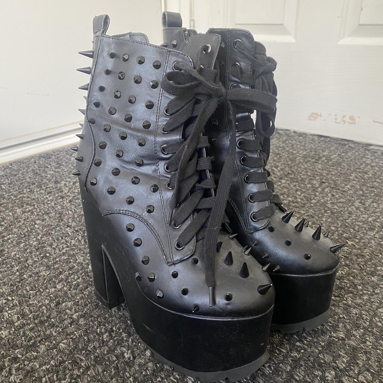 Black spiked platform boots with a punk vibe #goth... - Depop