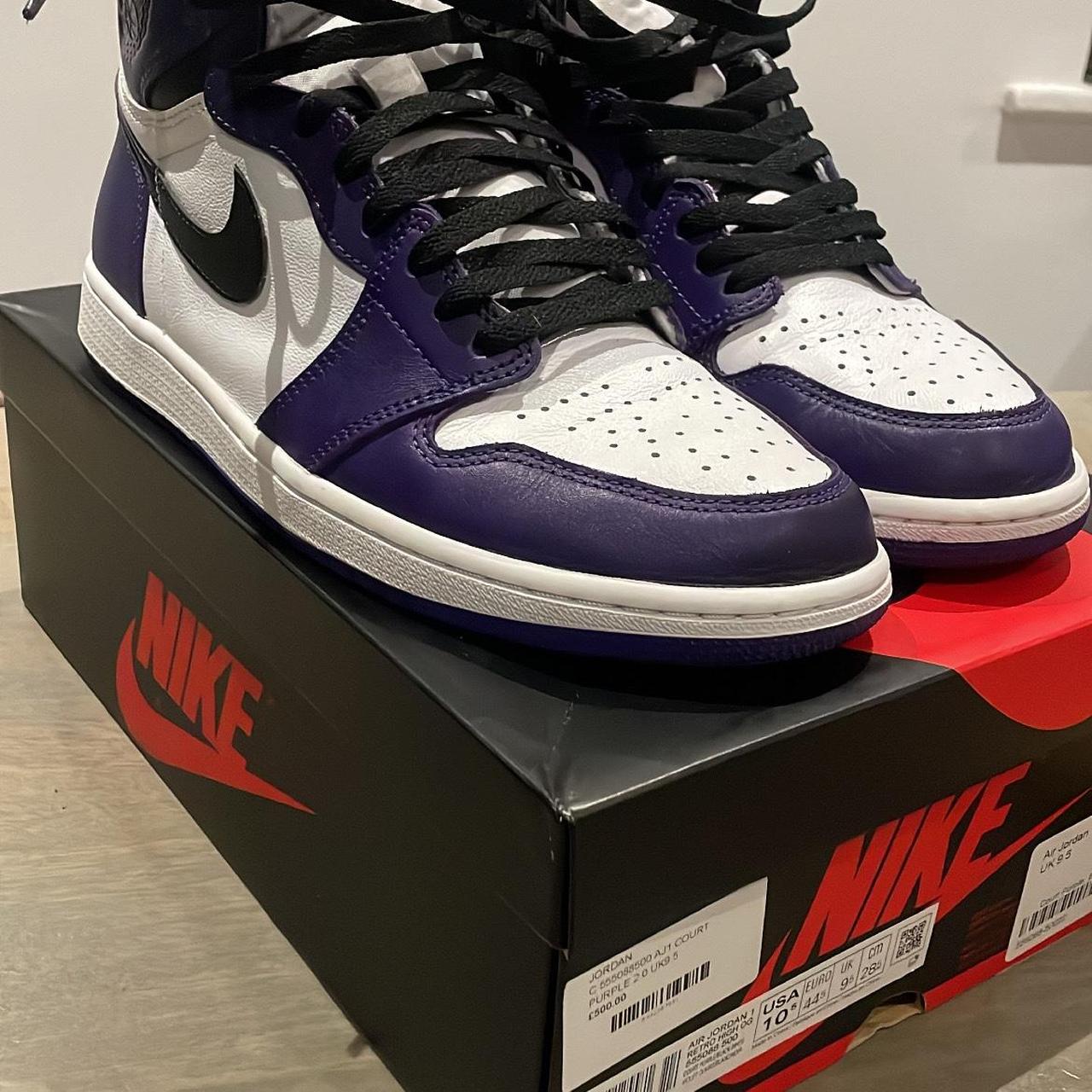 air jordan 1 retro high og court purple size:... - Depop