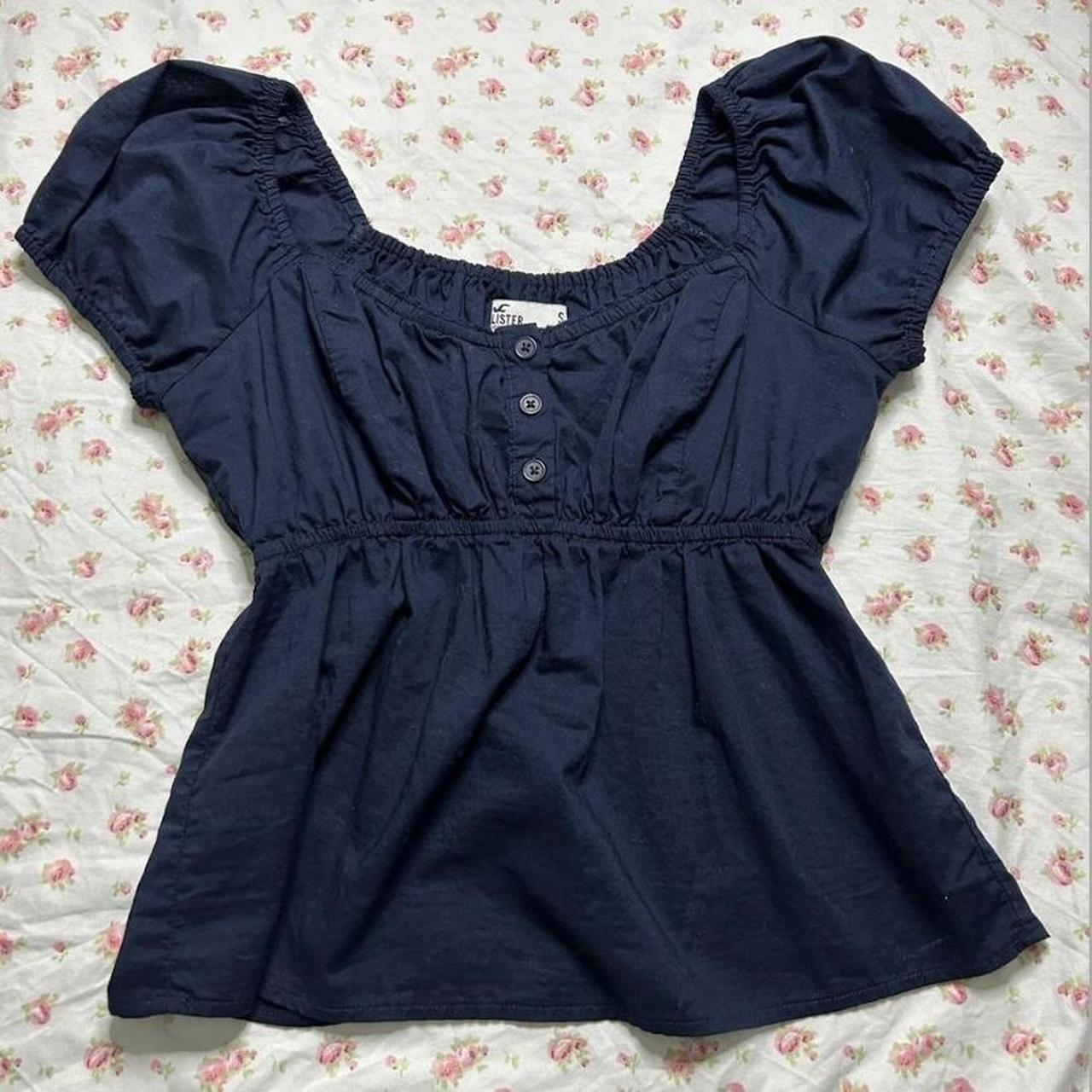 hollister navy babydoll top • worn once, amazing... - Depop