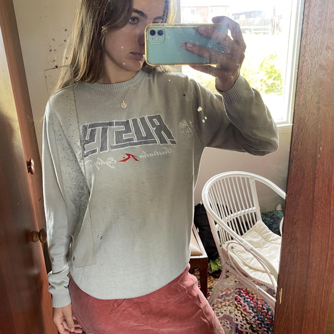 vintage rusty knitted crewneck. pretty good... - Depop