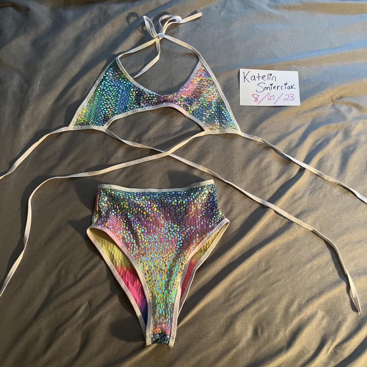 Iridescent handmade rave outfit- worn once for new... - Depop