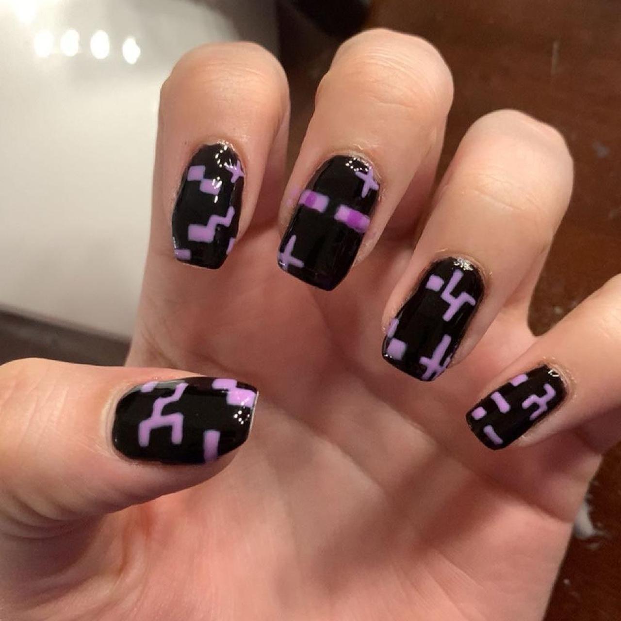 Custom made- Minecraft Enderman Press-On Nails,... | Depop