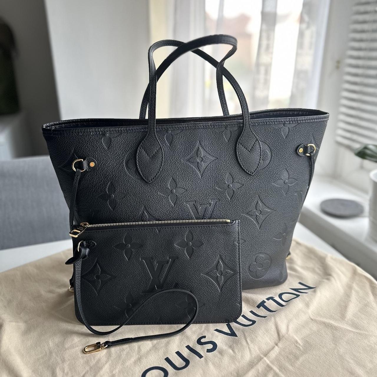 Louis Vuitton Neverfull Monogram in Black With... - Depop